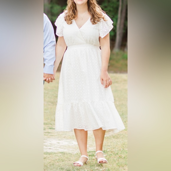 Dresses | Bella Ella Boutique White Midi Dress | Poshmark